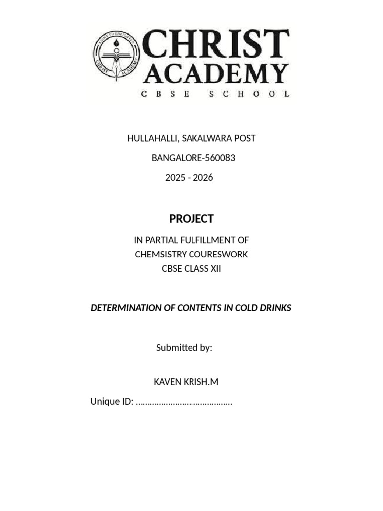 Analysis of Cold Drink Contents Project | PDF