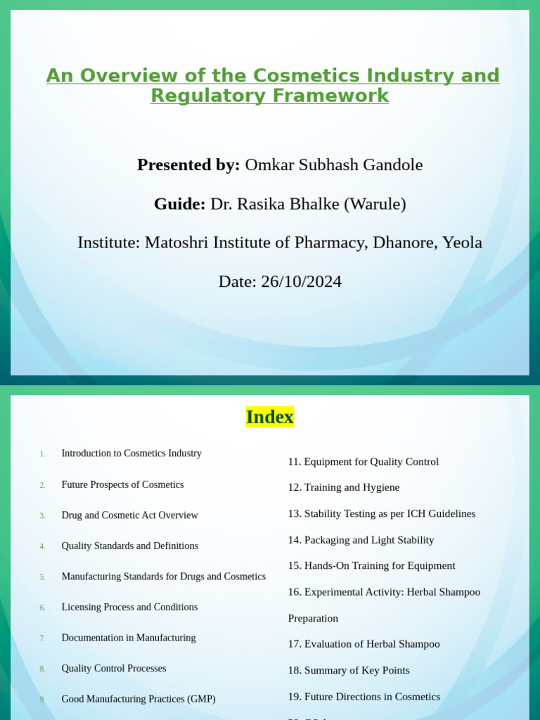 Cosmetics Industry Presentation Omkar | PDF | Cosmetics