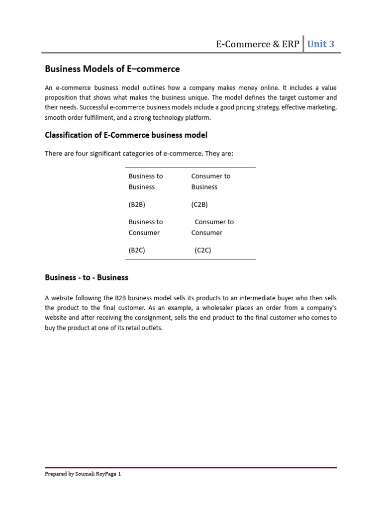 UNIT 3 E-commerce&ERP | PDF | E Commerce | Marketing