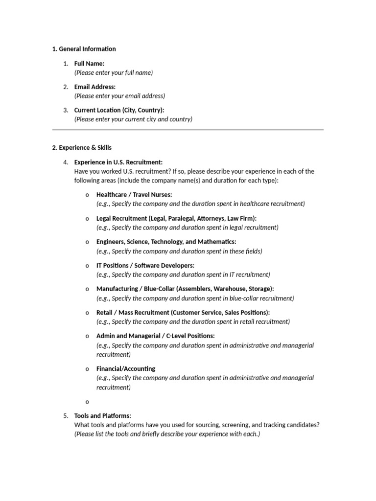 Pre-Screening Recruiter PHL Newest Form | PDF | Recruitment