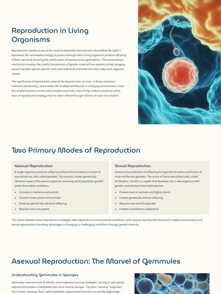 Reproduction in Living Organisms | PDF | Menstrual Cycle | Reproduction