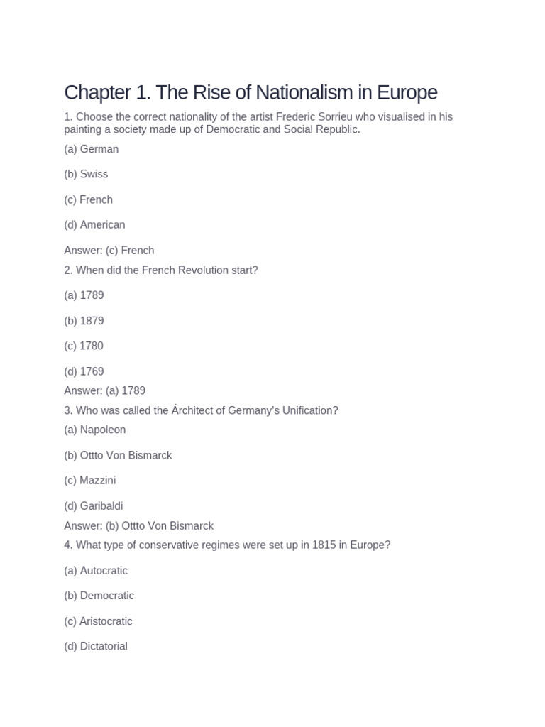Chapter 1. The Rise of Nationalism in Europe | PDF | Kingdom Of Prussia ...