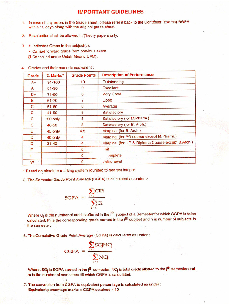 Degree CGPA Percentage Conversion | PDF