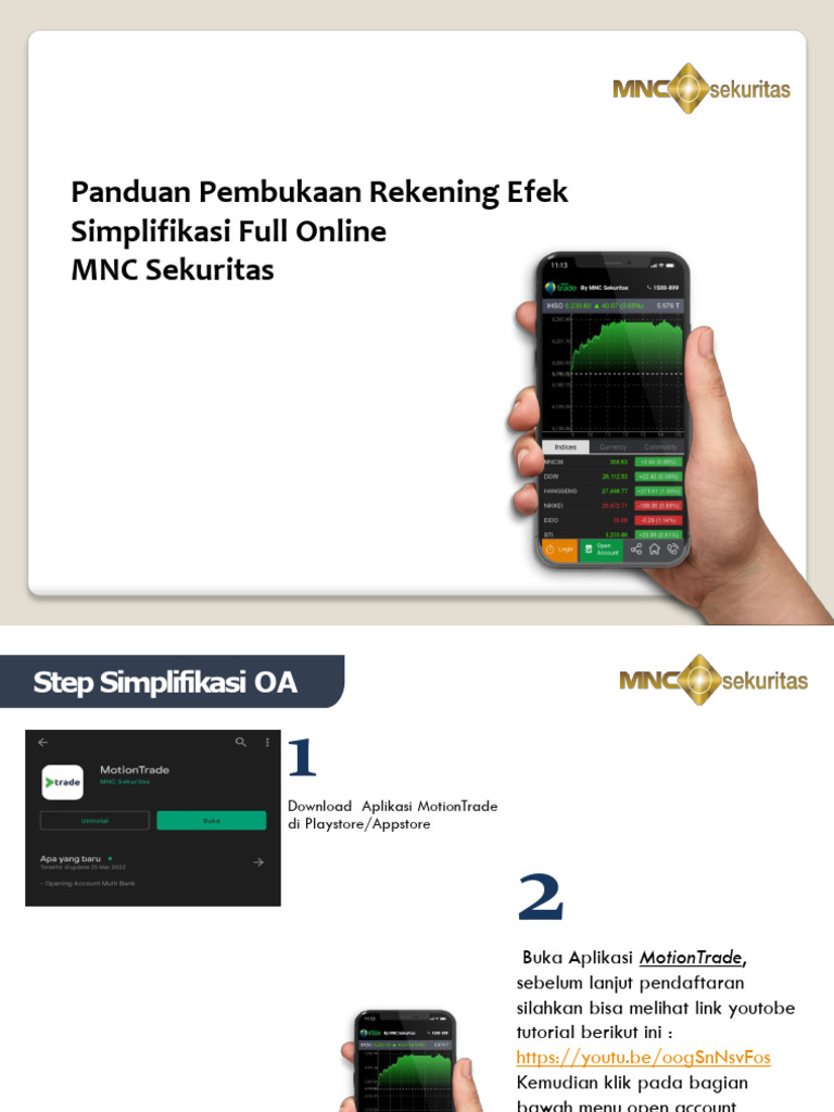 Panduan Pembukaan Rekening Efek - Simplifikasi OA Via Motion Trade | PDF