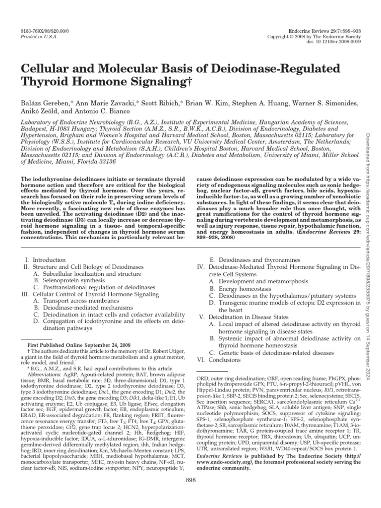 Cellular and Molecular Basis of Deiodinase-Regulated Thyroid Hormone ...