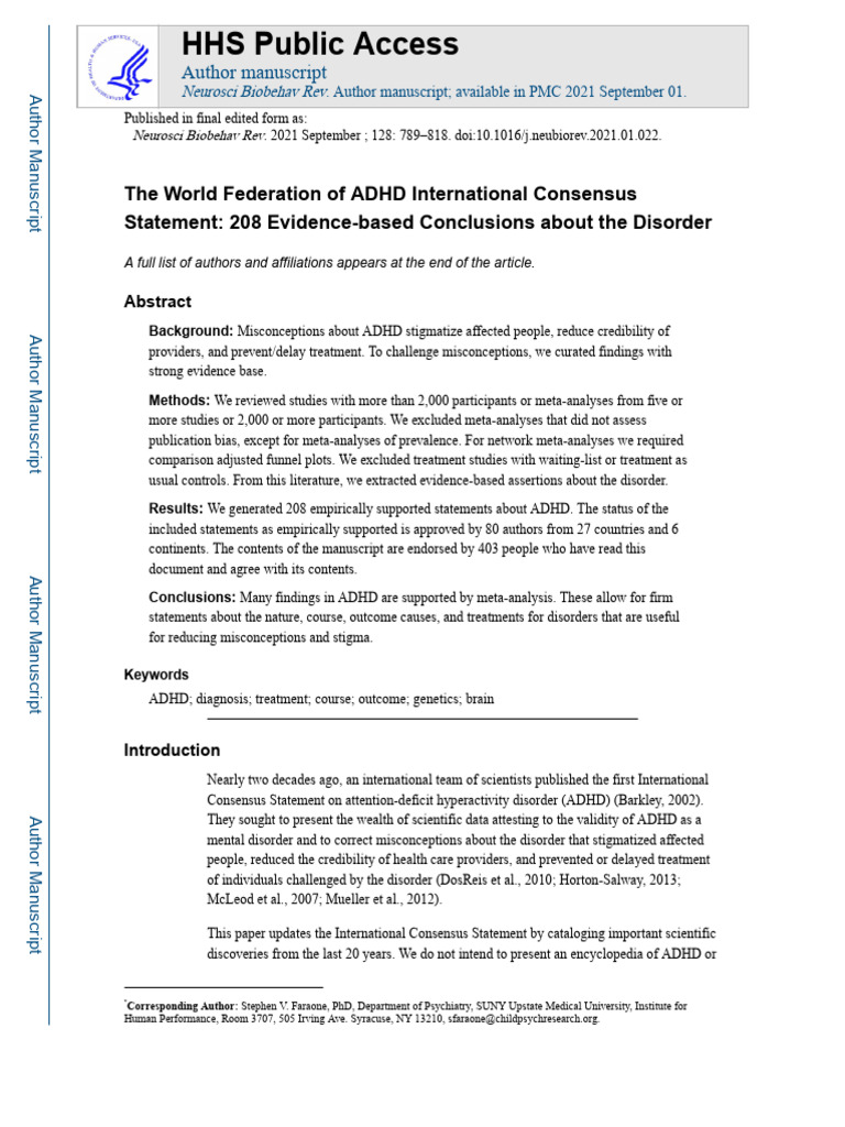 The World Federation of ADHD International Consensus Statement_ 208 ...