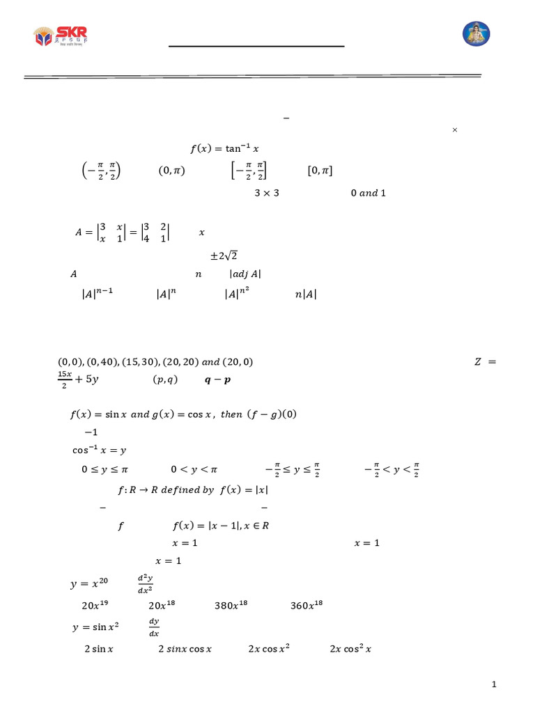 II PUC Midterm Model Question Paper Maths | PDF | Matrix (Mathematics) | Linear Algebra