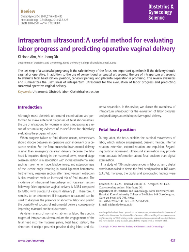 Intrapartum Ultrasound for Labor Assessment | PDF | Childbirth ...