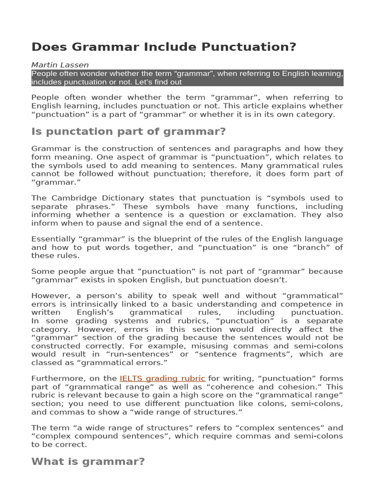 Does Grammar Include Punctuation | PDF | Punctuation | English Language
