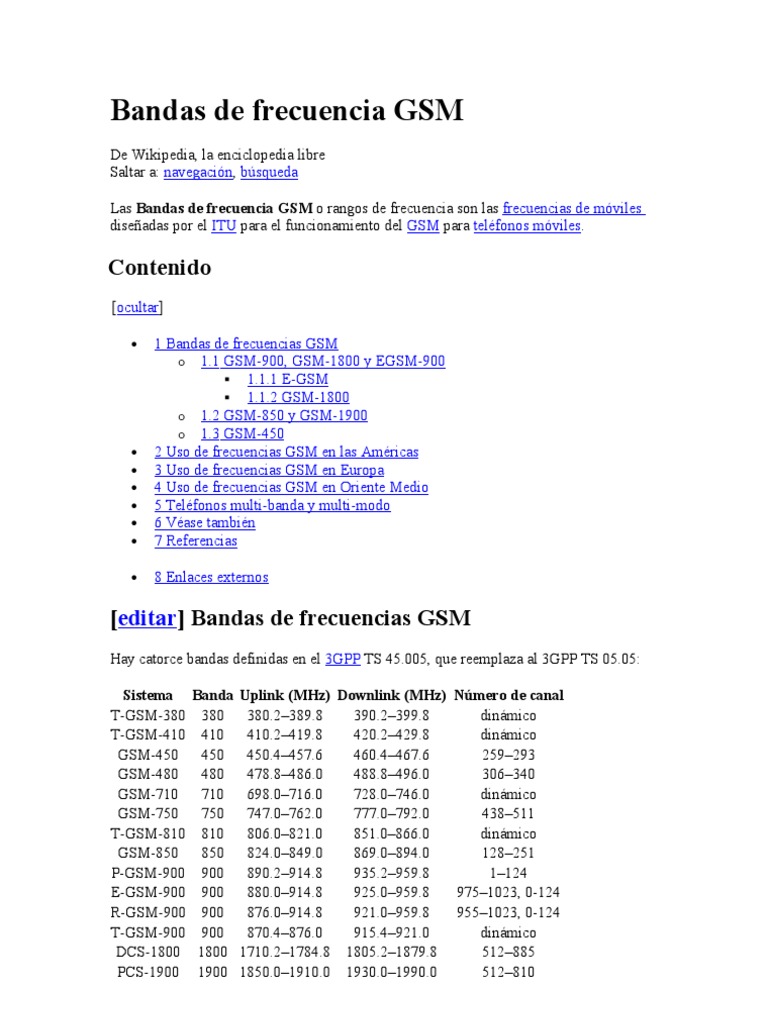 Bandas de Frecuencia GSM Esenciales | PDF | Receptor (Radio ...