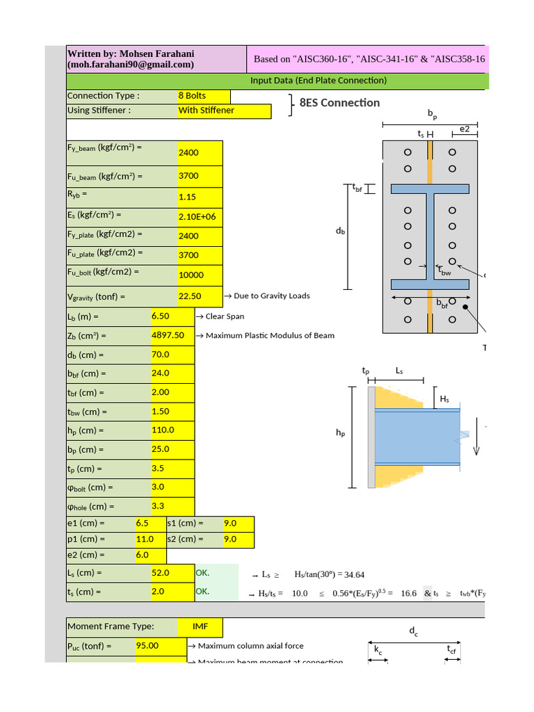 Prequalfied End Plate Moment Connection (AISC358-16) - Slip Critical ...