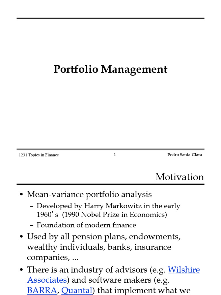 Portfolio Choice | PDF | Asset Allocation | Modern Portfolio Theory