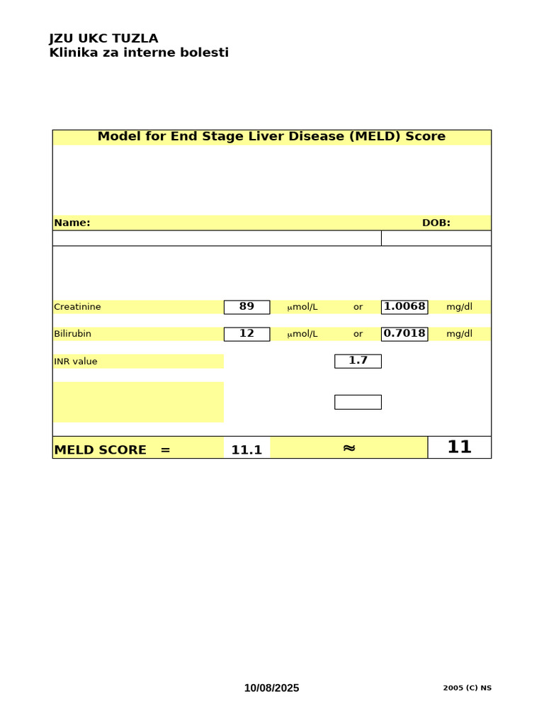MELD Calc | PDF