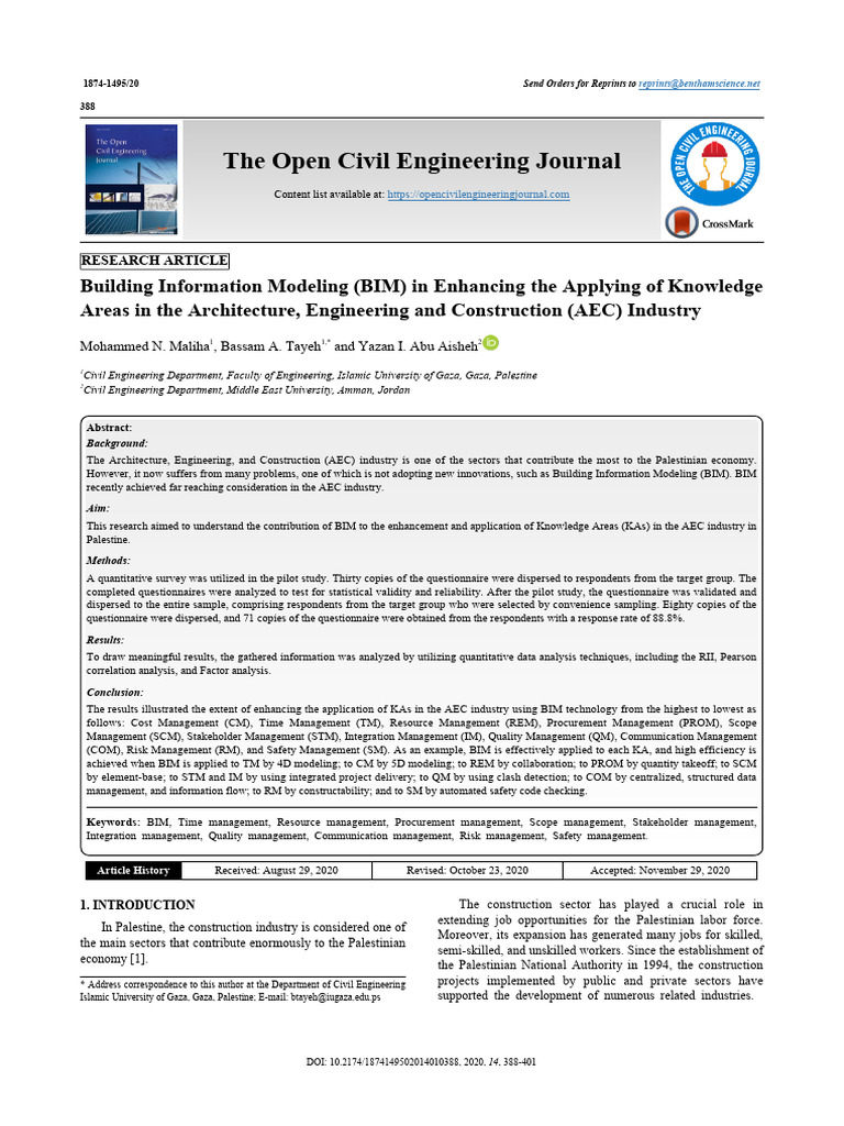 Building Information Modeling (BIM) in Enhancing The Applying of ...