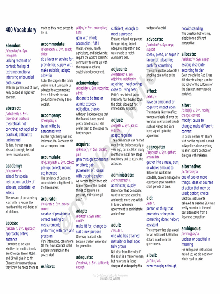 400 Must-Know Words | PDF