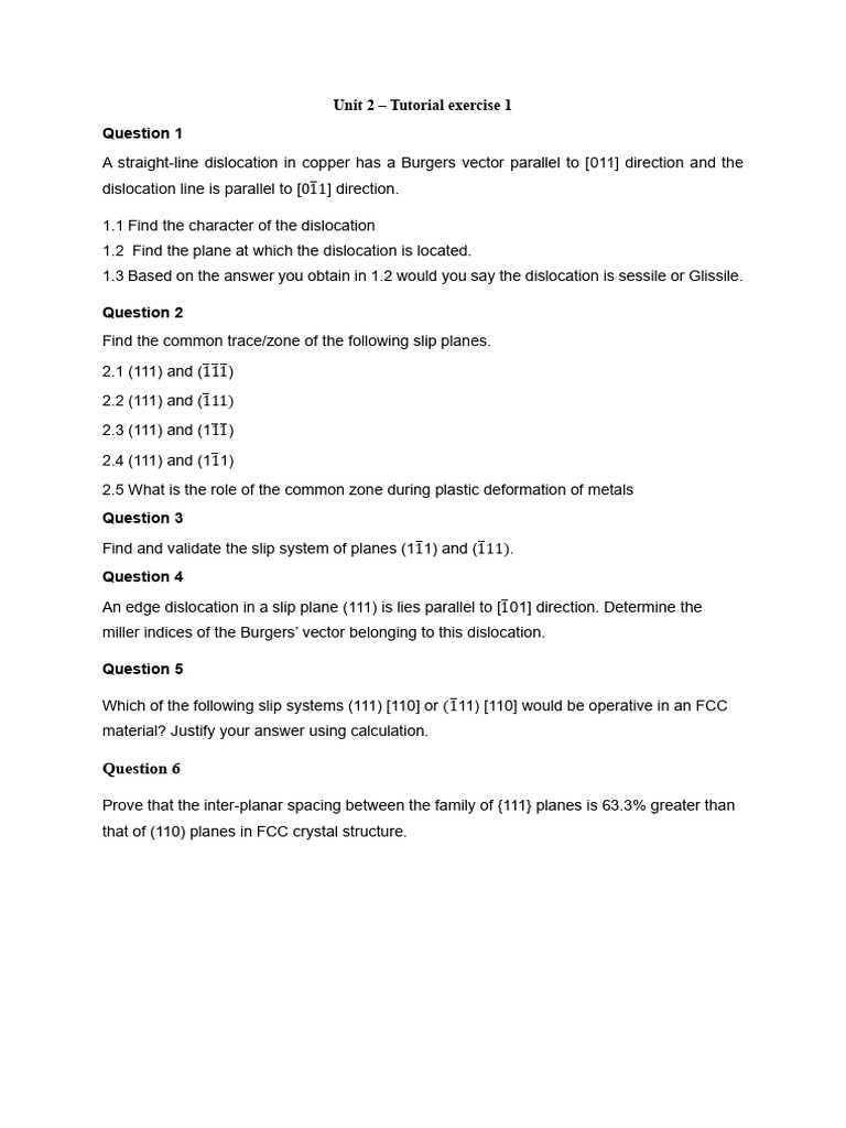 Tutorial Exercise 1 - Unit 2 | PDF
