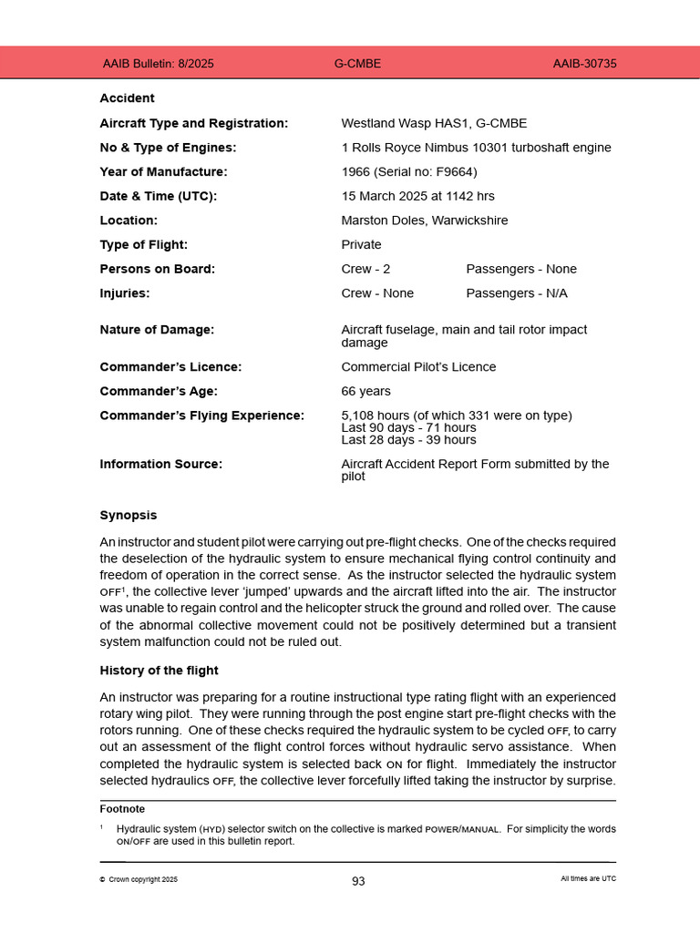 Wasp HAS1 Helicopter Accident Report | PDF | Helicopter | Transport Safety
