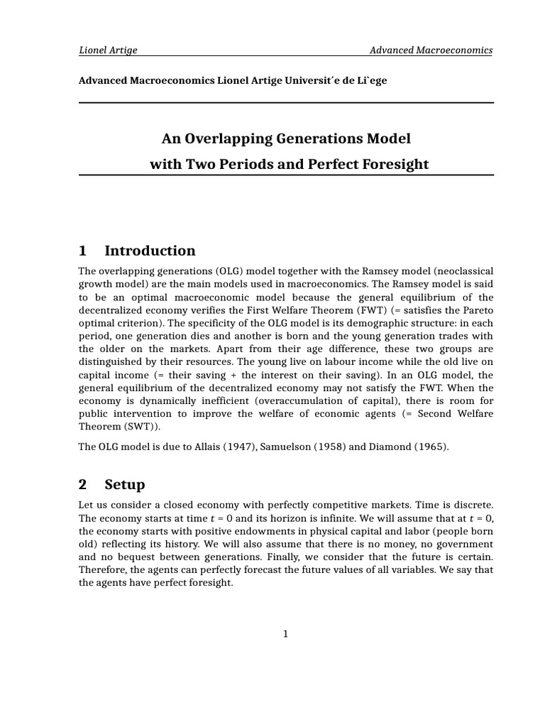 OLG Model in Advanced Macroeconomics | PDF | Pareto Efficiency ...