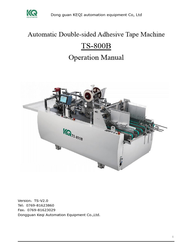 TS-800B Double Side Tape Adhesive Machine - Instruction | PDF ...