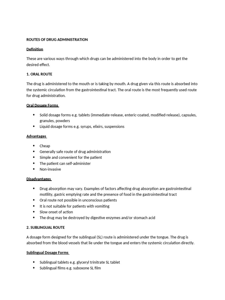 Drug Administration Routes Explained | PDF | Topical Medication ...