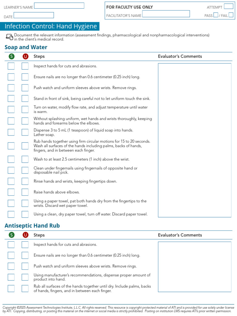 Checklist Infection Control Hand Hygiene | PDF | Hand Washing | Hygiene