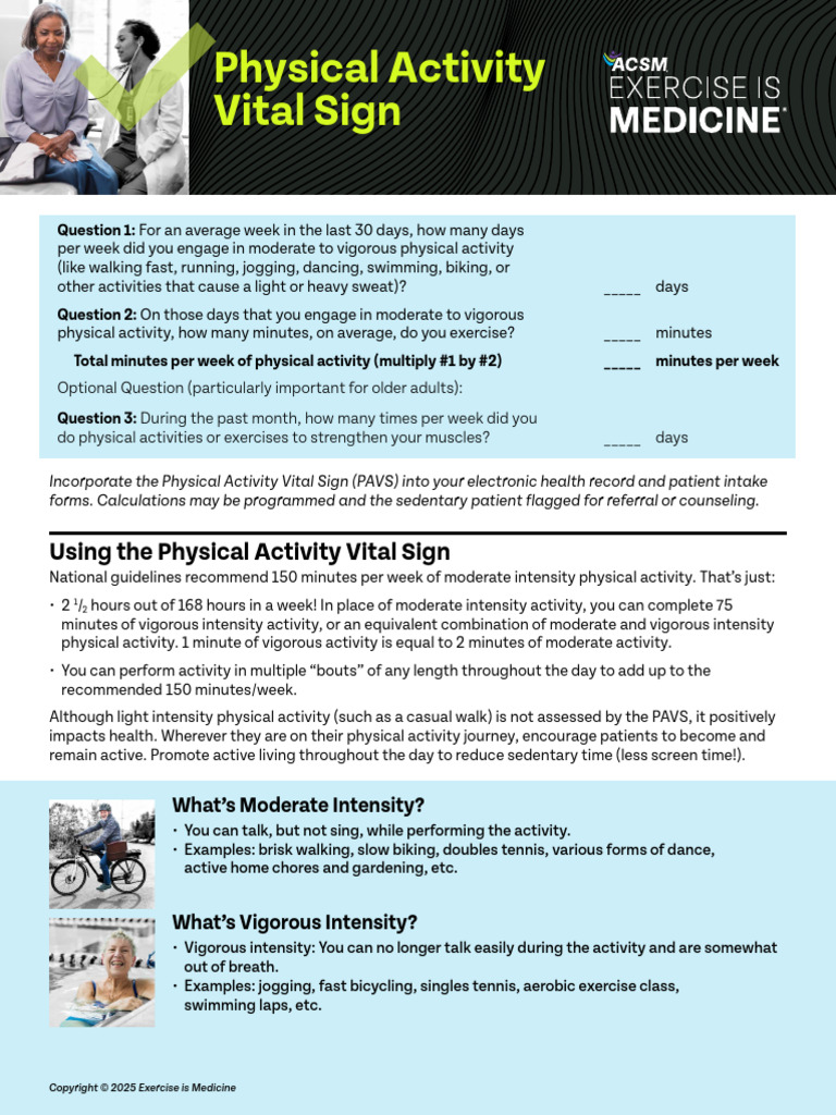Implementing Physical Activity Vital Sign | PDF | Physical Fitness ...