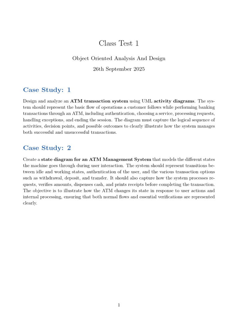 Upes Ooad Class Test | PDF