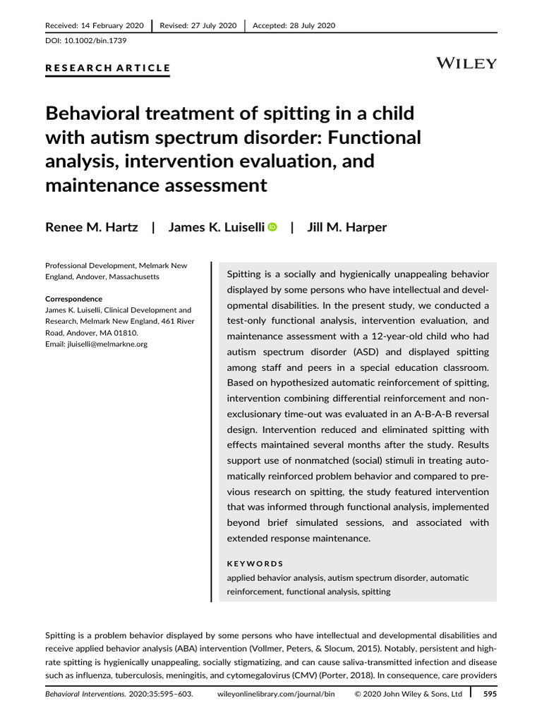 BX TX of Spitting in A Child With ASD | PDF | Reinforcement | Autism