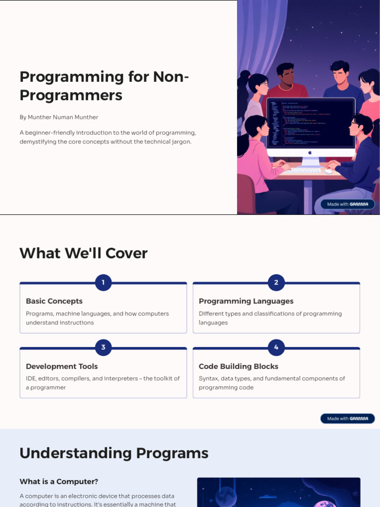 Workshop: Programming For Non Programmers | PDF | Data Type | Source Code