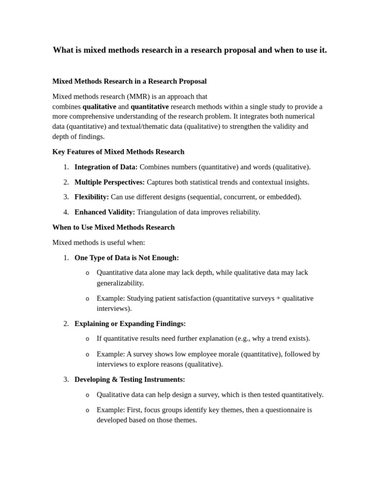 Mixed Methods Research Proposal Guide | PDF | Quantitative Research ...