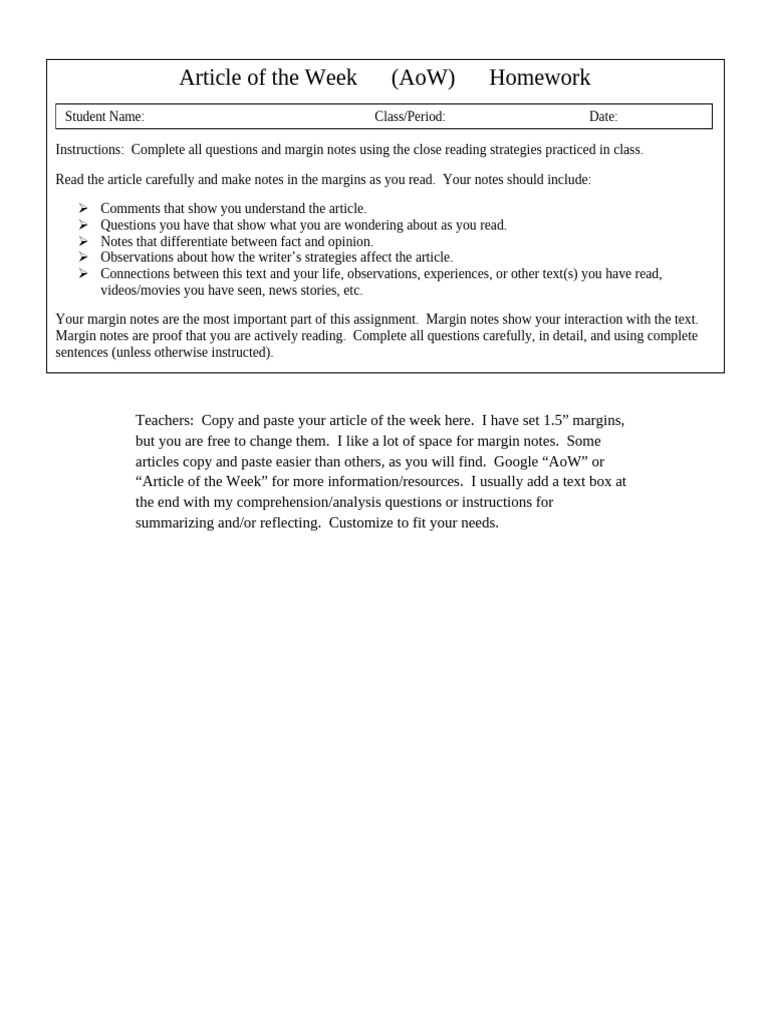 ArticleoftheWeekTemplate 1 | PDF