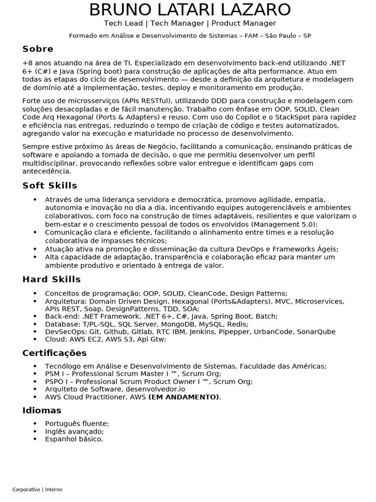 Bruno Latari: Tech Lead e Especialista em TI | PDF | Informática ...