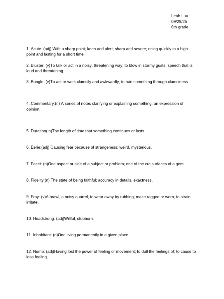 ? Sadlier Level A - Unit 5 Vocabulary Words | PDF | Emotions | Chess ...