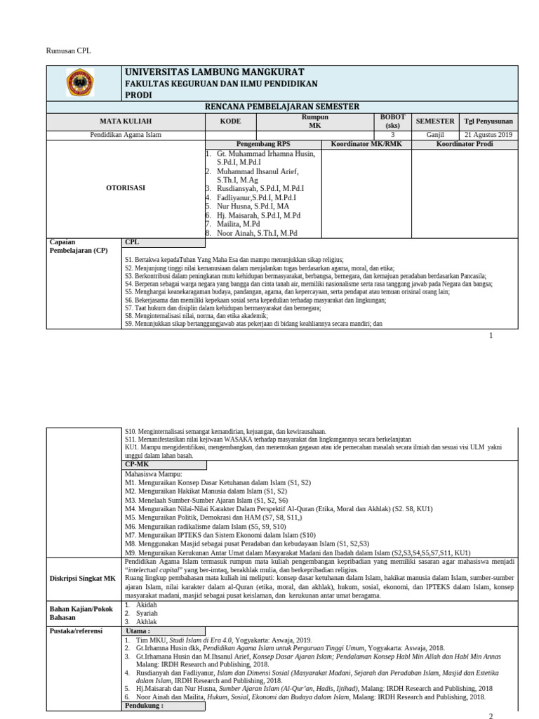 RPS Agama Islam 2020-2022 | PDF