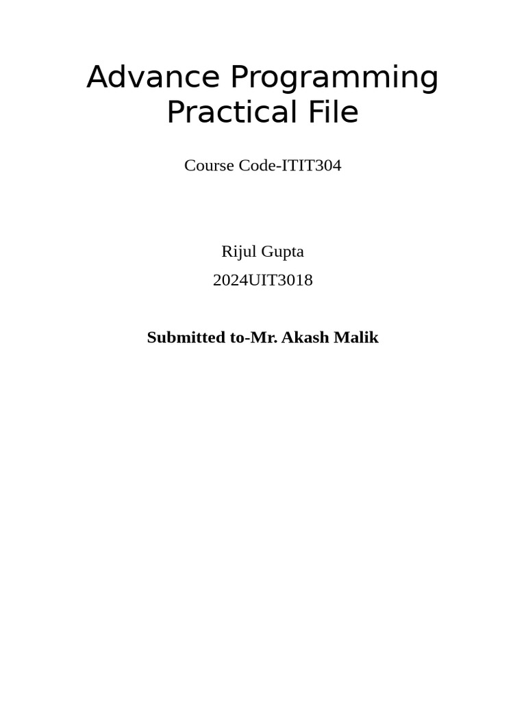 Advance Programming Practical File3 | PDF