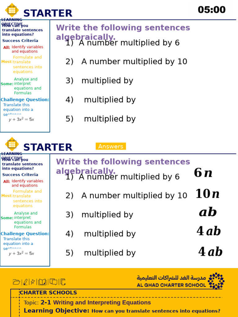 Translating Sentences to Equations | PDF | Variable (Mathematics ...