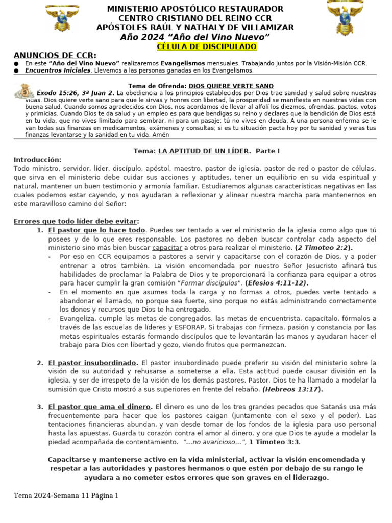 Tema 2024-Semana 11 - 110511 | PDF | Dios | Pecado
