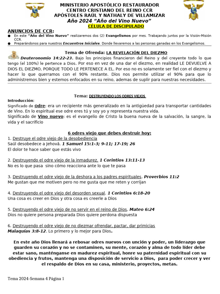 Tema 2024-Semana 04_083814 | PDF | Diezmo | Pecado