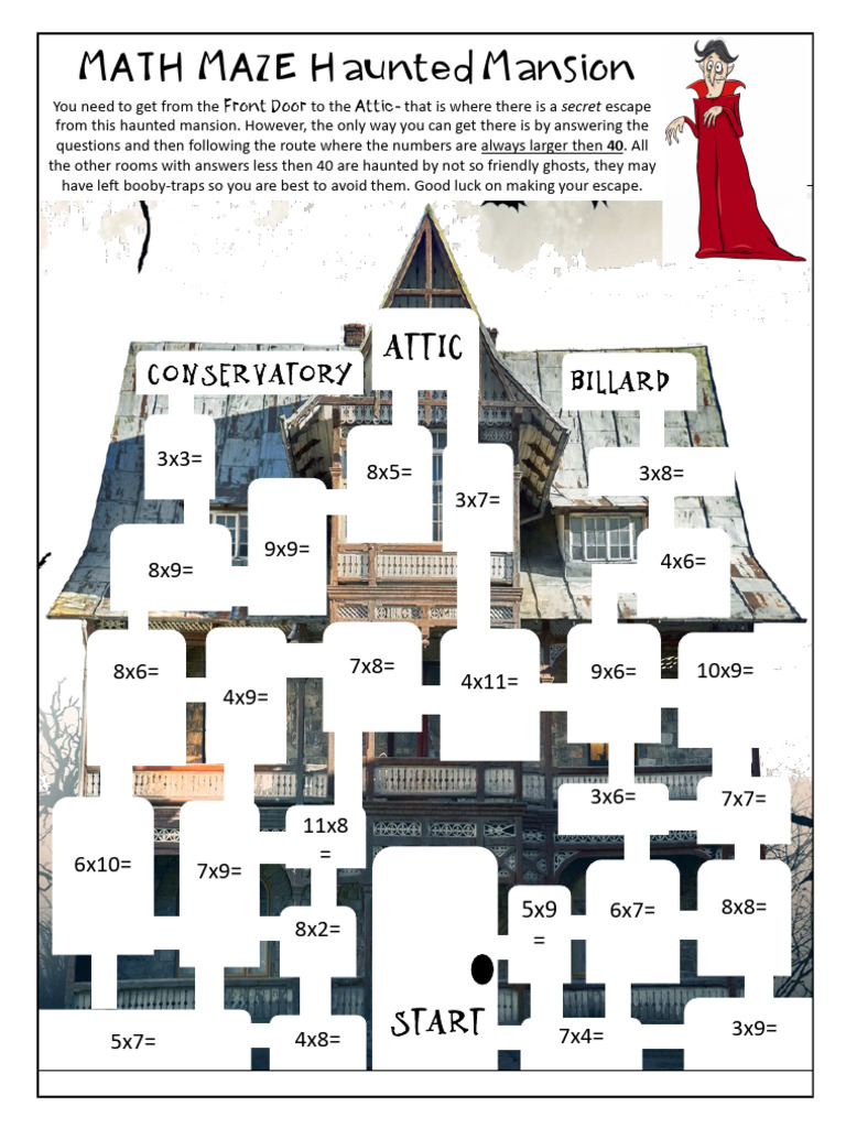 MATH MAZE Haunted Mansion: Attic | PDF | Ghosts