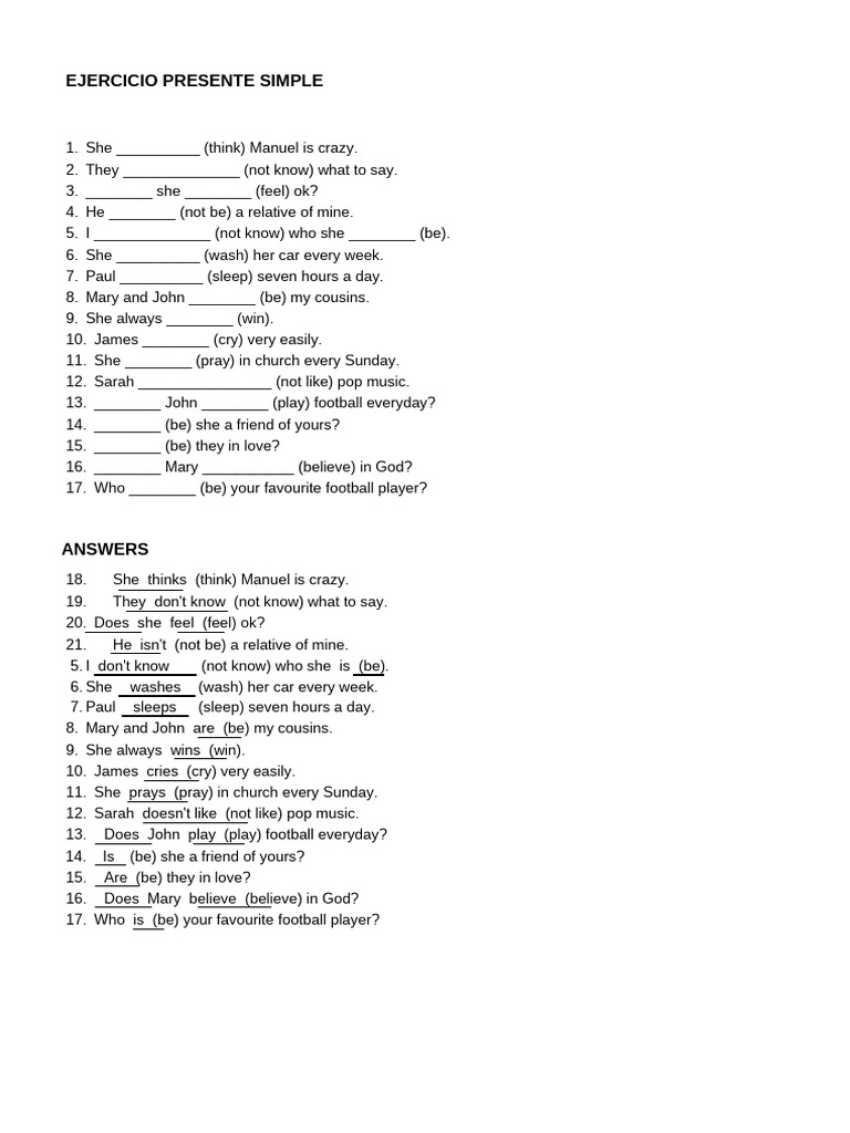 Present Simple Questions and Answers | PDF