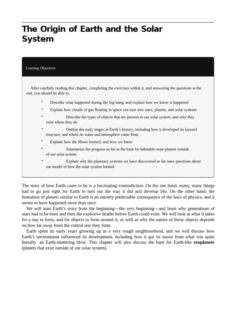 Introduction To Earth System, Lecture 1, Origin of The Earth | PDF ...