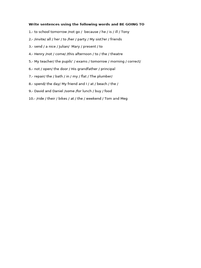 Write The Sentences in The Correct Order | PDF