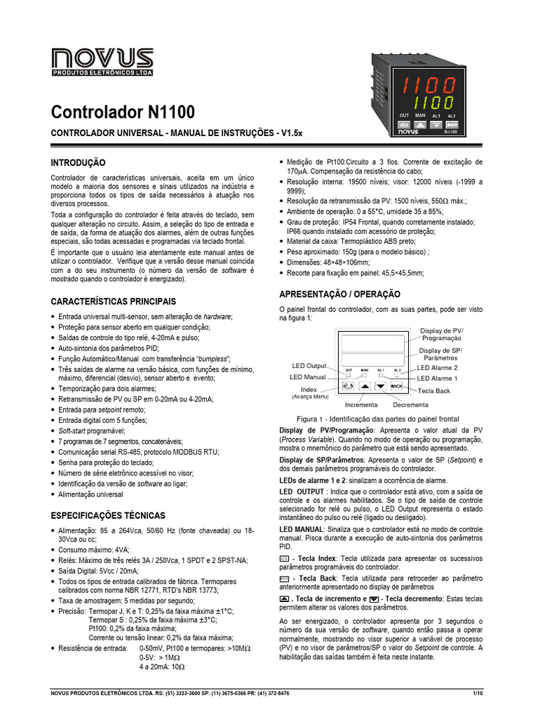 Novus N1100 Como Programar | PDF