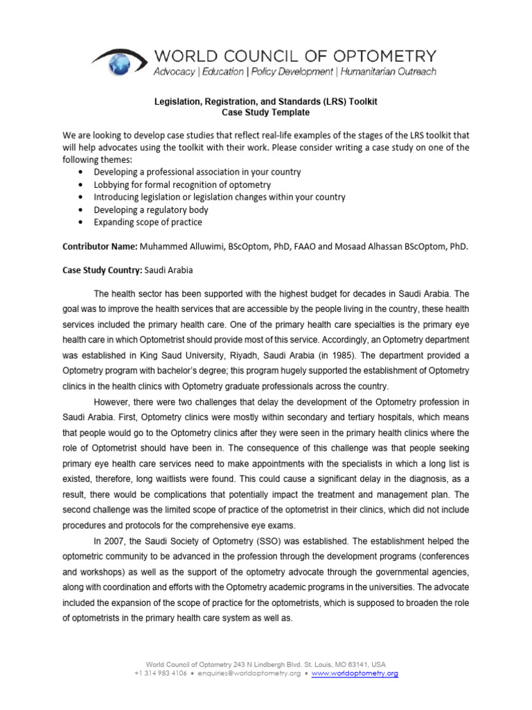 Saudi Arabia Optometry Case Study | PDF | Optometry | Clinical Medicine