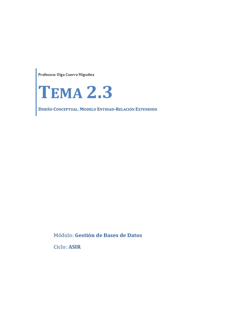 Tema 2.3. Diseño Conceptual. Modelo Entidad-Relación-Extendido | PDF ...