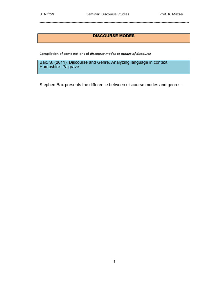 Discourse Modes Compilation | PDF | Genre | Linguistics