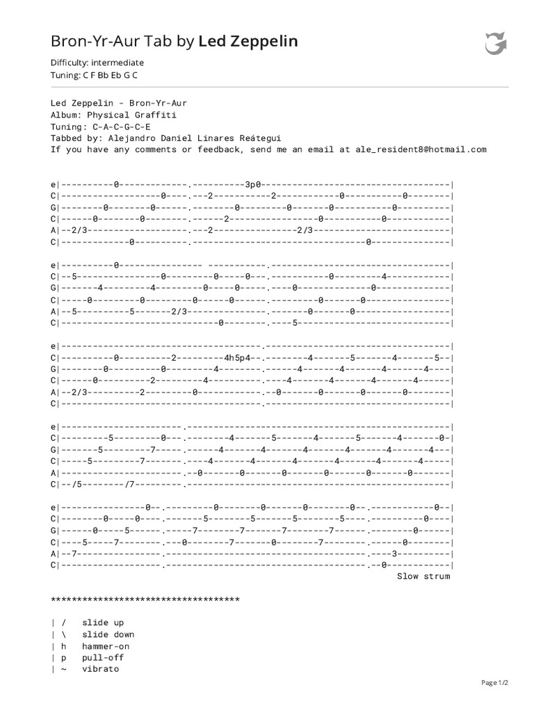 Led Zeppelin: Bron-Yr-Aur Tab | PDF | Led Zeppelin | Jimmy Page