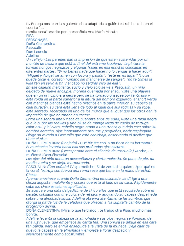 Adaptaqción de La Rama Seca | PDF | Novela negra, policíaca y suspenso