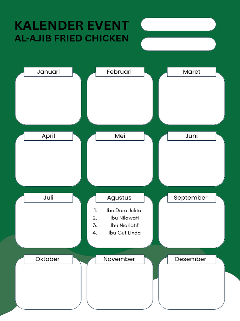 Kalender Event Al-Ajib Fried Chicken | PDF
