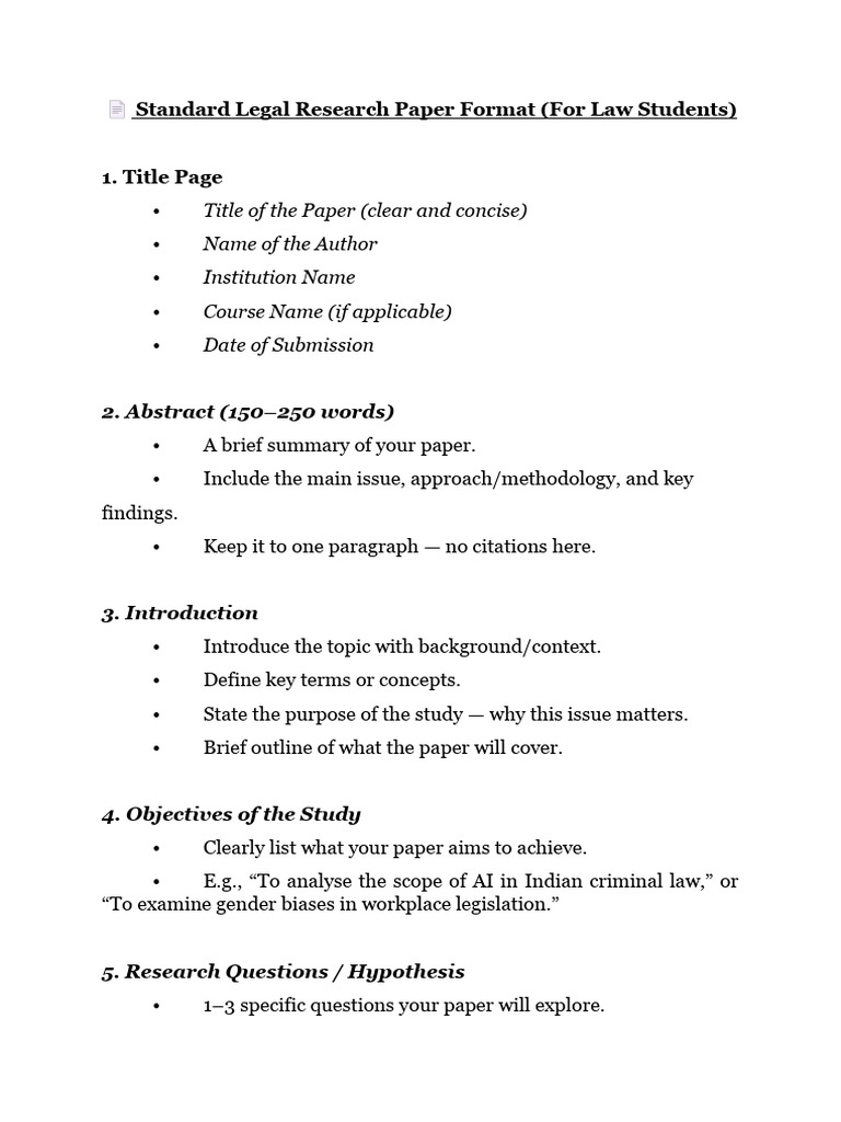 Legal Research Paper Structure Guide | PDF | Citation | Methodology
